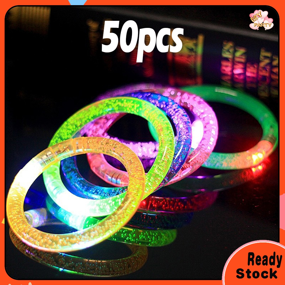 50PcsLED Light Up Flashing Party Bracelet/ Random Color Glow In The Dark Fluorescence Neon ...