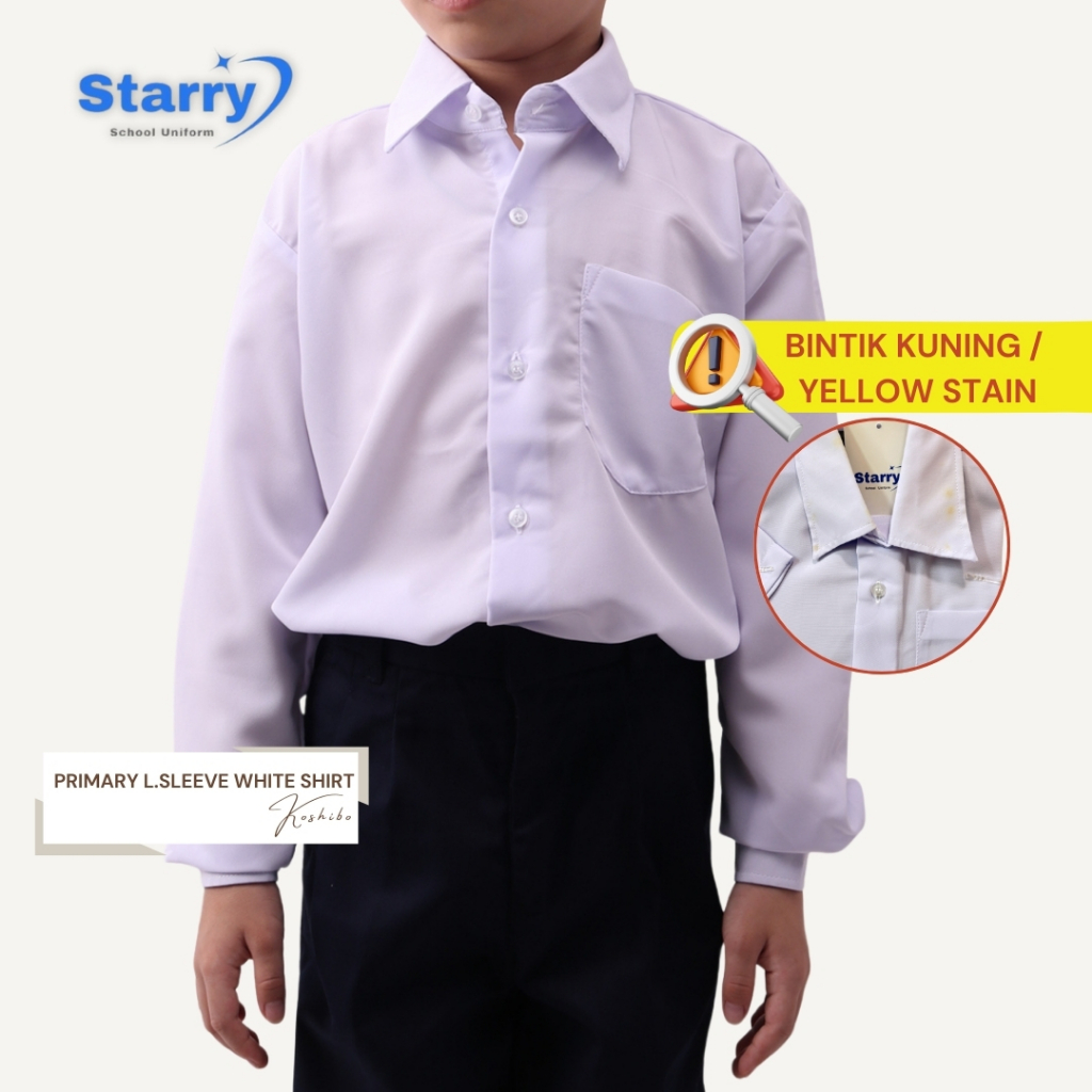 [Bintik Kuning]Sekolah Rendah Baju Kemeja Putih Lengan Panjang-Koshibo ...