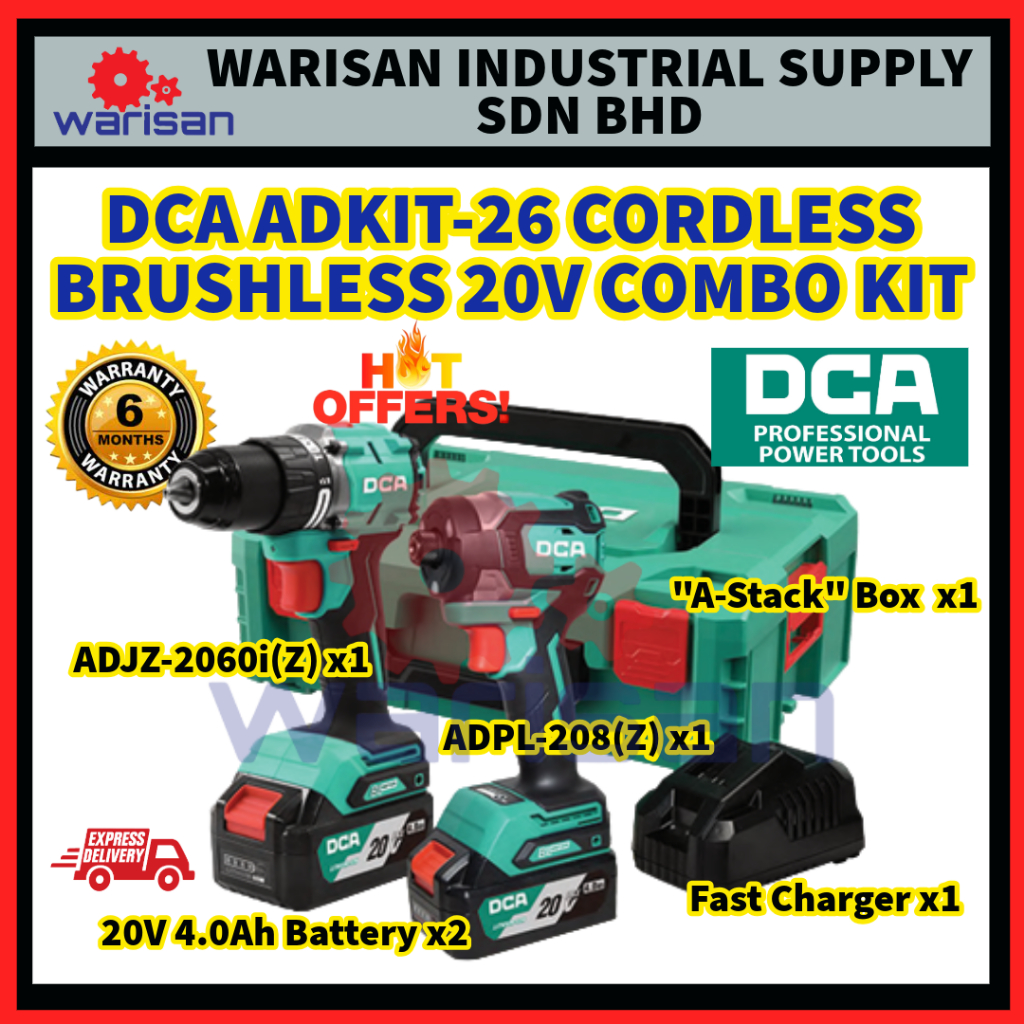 DCA ADKIT-26 CORDLESS BRUSHLES COMBO KIT (ADJZ2060I + ADPL208) WITH "A ...