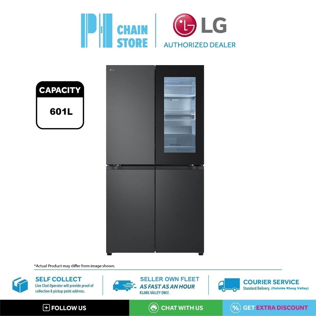 LG 601L French Door Inverter Fridge with InstaView in Matte Black ...