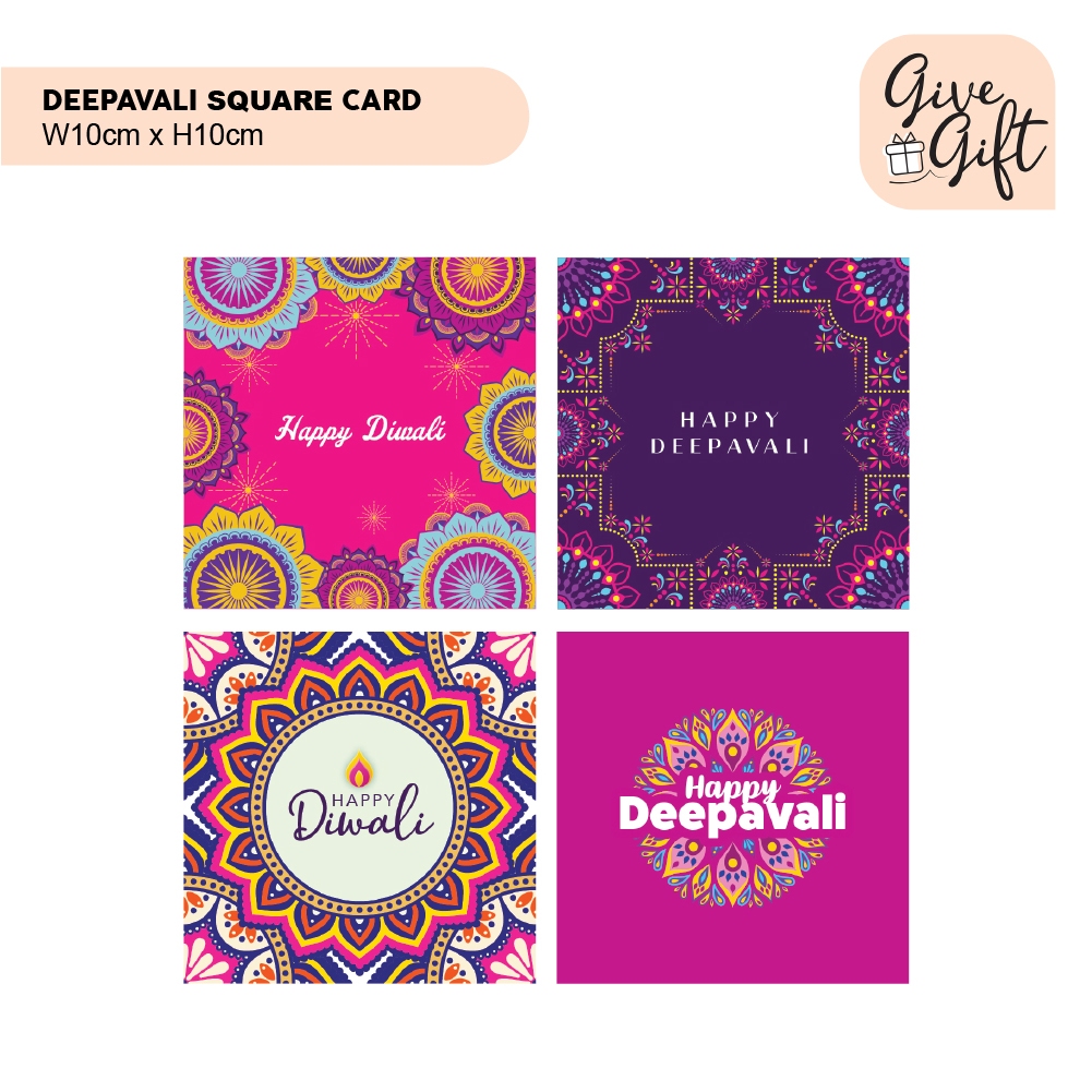 Square Size Deepavali / Diwali Greeting Card or Tag (Front Printing ...