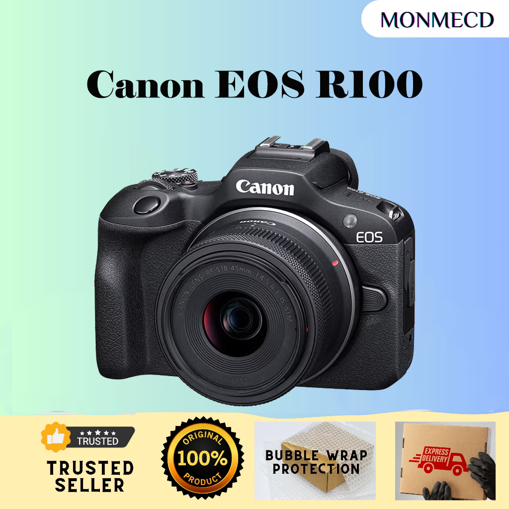 [IN STOCK]Canon EOS R100 APS-C，Mirrorless Camera with RF-S 18-45mm F4.5-6.3 IS STM Lens | Shopee ...