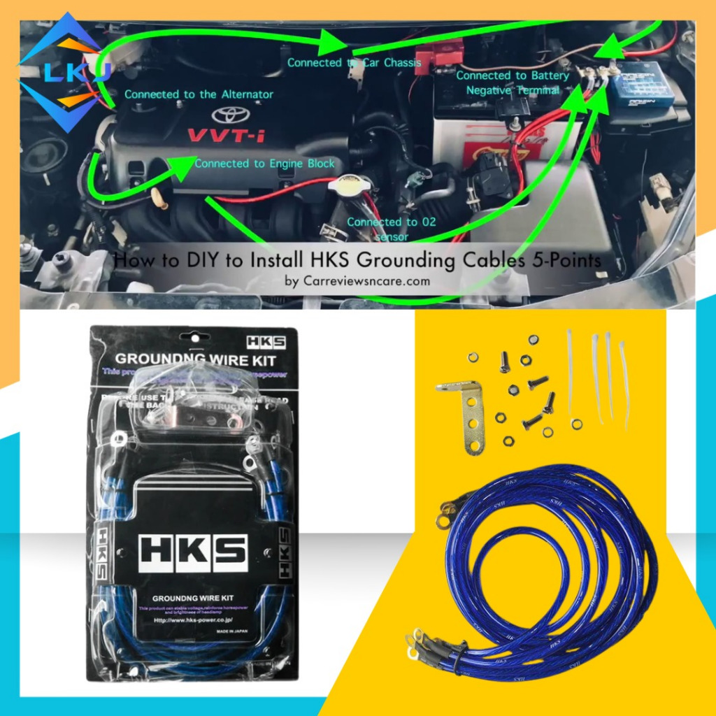 HKS Grounding Cable Kit 572B Earth Wire Earth Cable Thick 8GA 5 Point ...