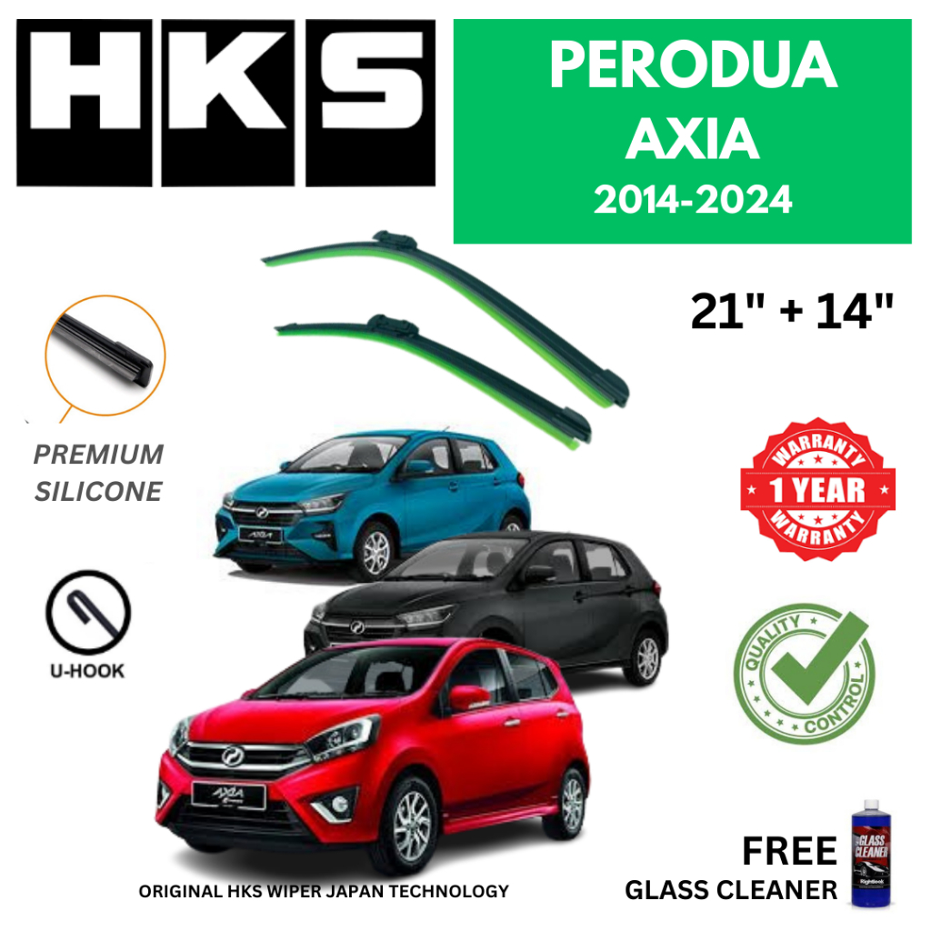 PERODUA AXIA Original HKS Silicone Wiper Made in Japan Size 21" & 14 ...