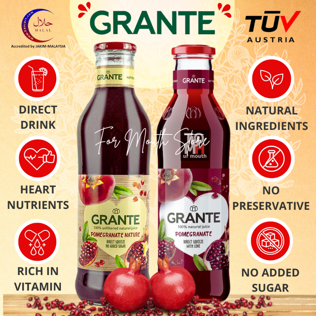 750ML GRANTE Pomegranate Juice Jus Delima Original Fruit Juice 石榴汁 ...