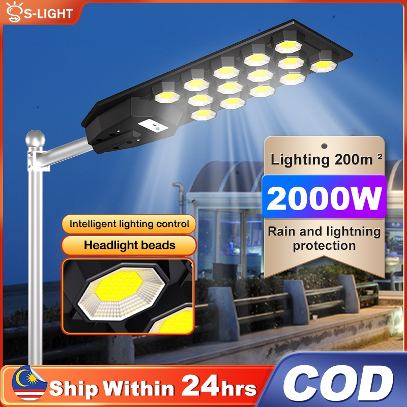 Lampu Solar COB 2000W Light Outdoor Lighting solar street light lampu ...