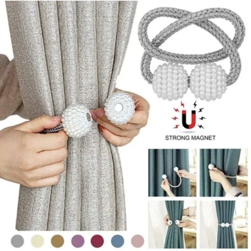 1PCS MAGNETIC CURTAIN TIEBACKS PEARL BALL WINDOW CURTAIN MAGNETIC ...