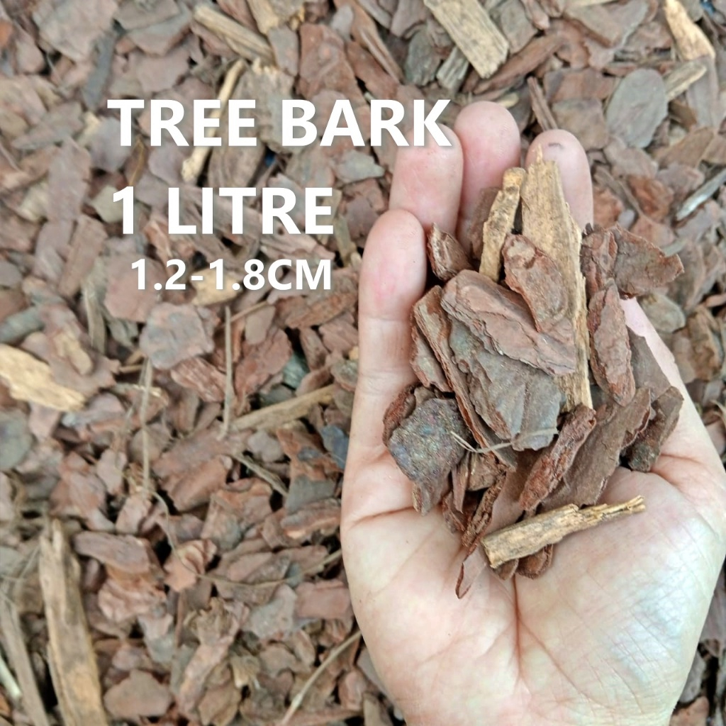 1 Litre / 4Litre Pine Bark Tree Bark 树皮 Orchid Planting Mulching ...