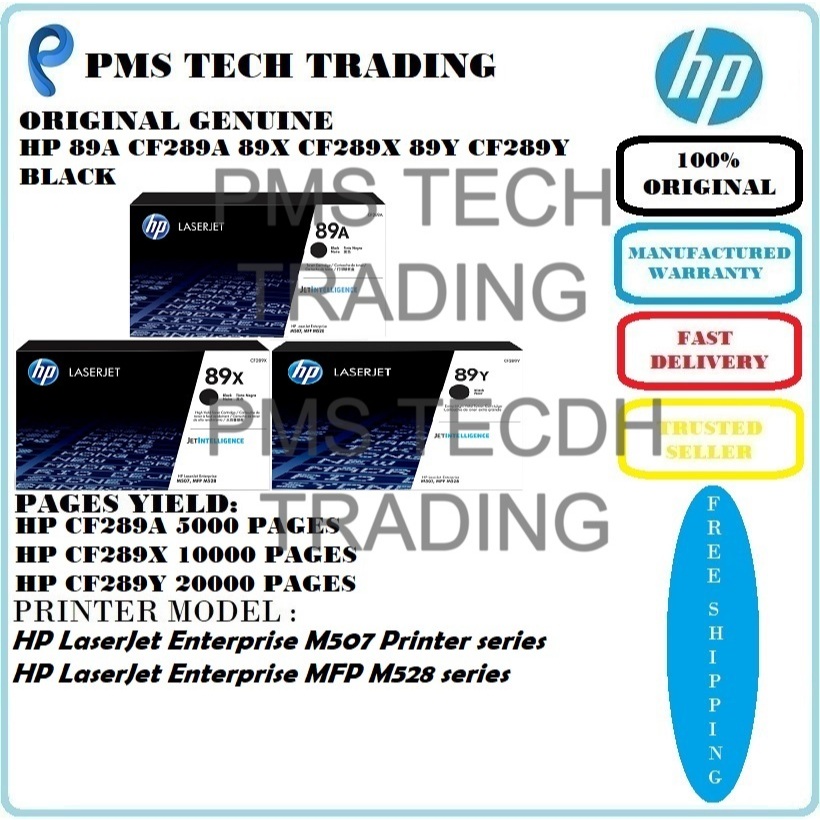 HP ORIGINAL CARTRIDGE 89A CF289A 89X CF289X 89Y CF289Y M507 Printer ...