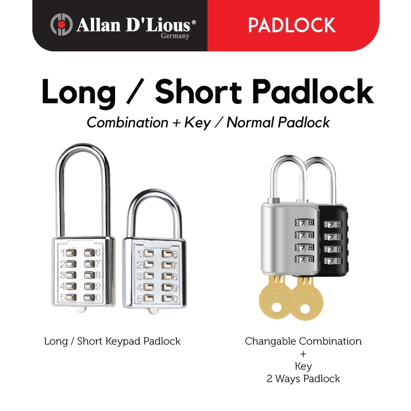 Combination Padlock 10 Digit Push Numbers Button Combination Pad Lock ...