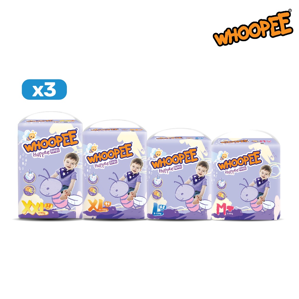 Whoopee Mega Pants Diapers Baby - Size M (58's)/L (48's)/XL (44's)/XXL ...