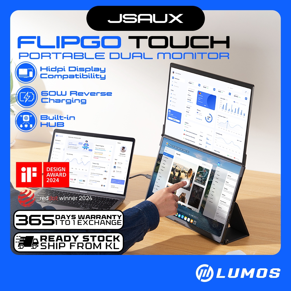 JSAUX PM0203 & PM0204 FlipGo Touch Portable Dual Monitor 13.5 / 16 inch ...