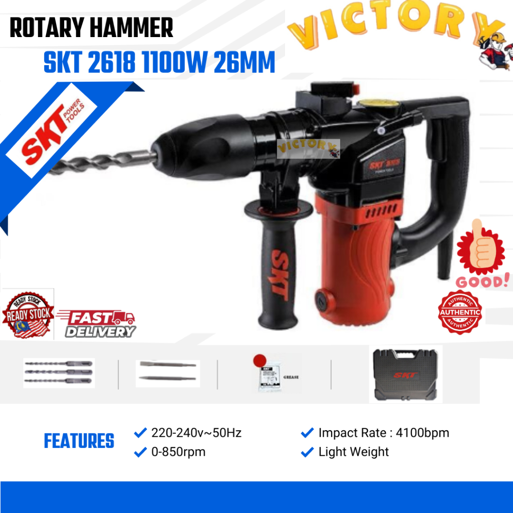 SKT 2618 1100W 26MM Professional Rotary Hammer Demolition Drill with ...