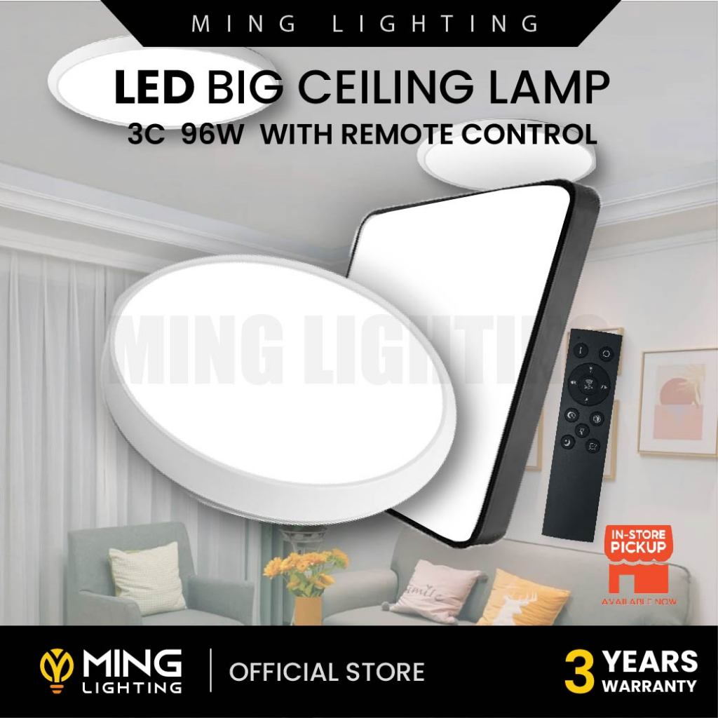 [Remoteable] 3 COLORS Black/ White Classic LED Surface Ceiling ...