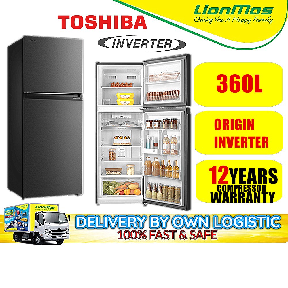 Toshiba 360L Origin Inverter Refridgerator GR-RT416WE-PMY (06) Fridge ...
