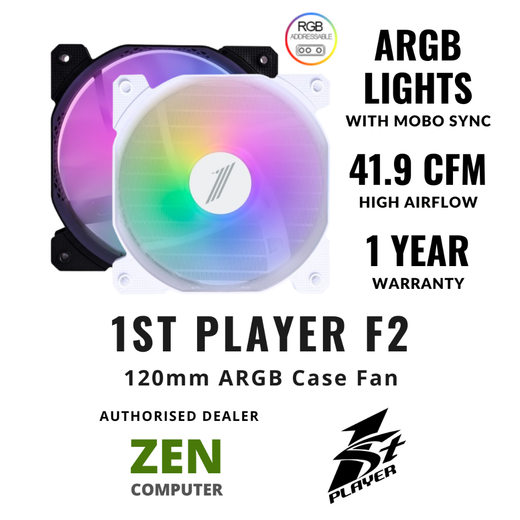 # 1ST PLAYER™ F2 Series + Fan Hub | 120mm ARGB Case Fans # | Shopee ...