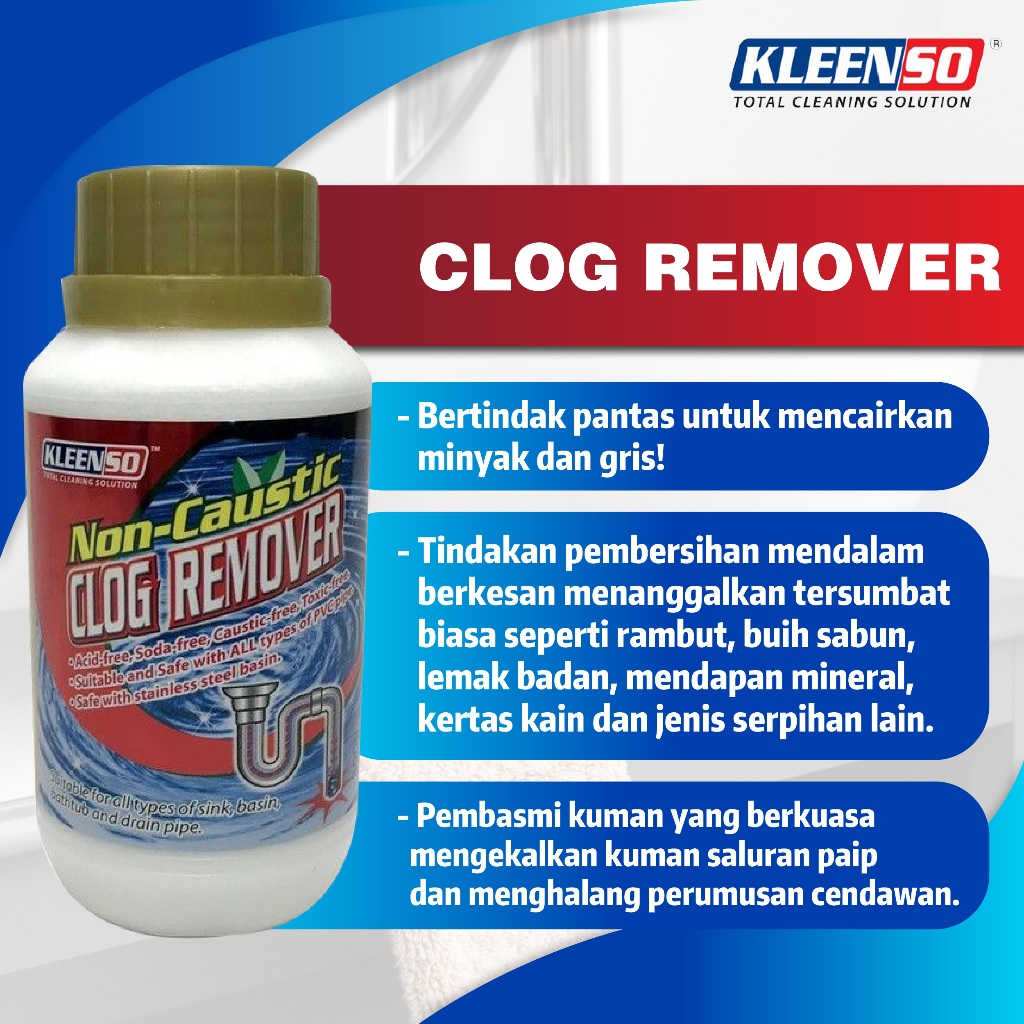 KLEENSO Drain Clog Remover Powder Ubat Asid Sinki Tersumbat (300gm ...