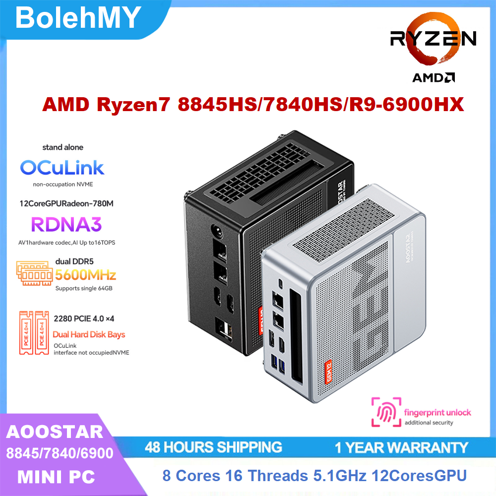 AOOSTAR GEM12 AMD Ryzen7 8845HS/7840HS/R9-6900HX DDR5 M.2 Full ...