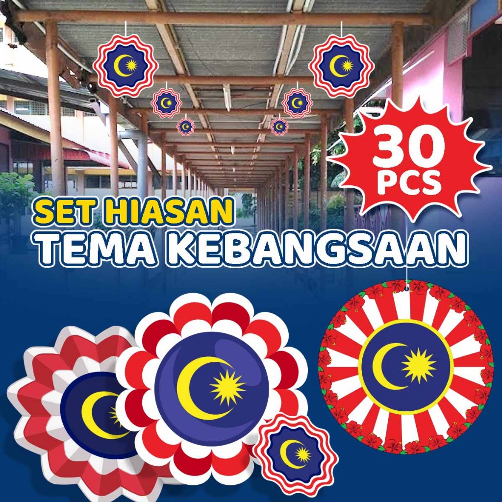 30pcs/set Hiasan Hari Merdeka Deko Hari Kebangsaan Malaysia Bunga Raya ...