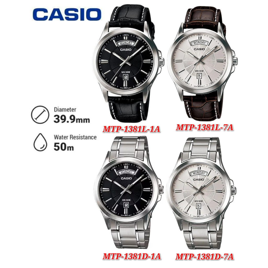Casio Mtp 1381d Mtp 1381l Men Analog Date Day Display Classic Watch Shopee Malaysia