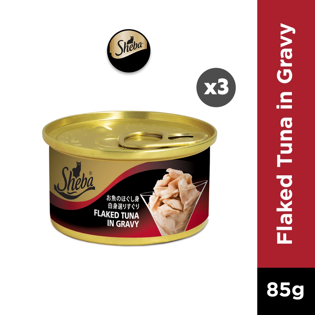 SHEBA Canned Cat Wet Food in Flaked Tuna Gravy 85g (3-Can) | Shopee ...