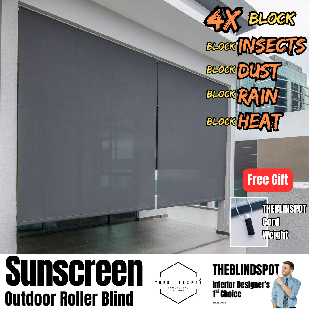TheBlindSpot Sunscreen Outdoor Roller Blind Bidai Outdoor Blind Balcony ...