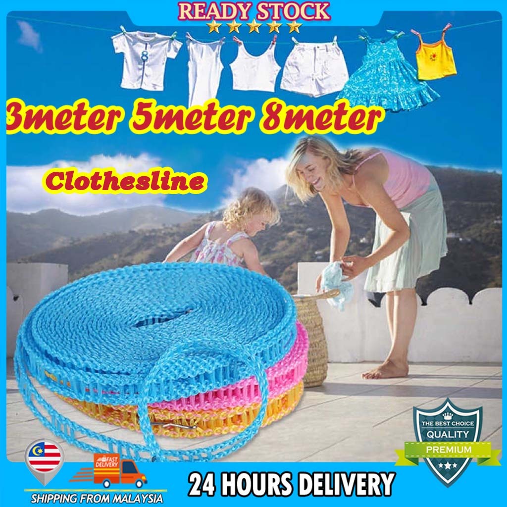 Clothesline Outdoor&Indoor Portable Clothes Drying Line Heavy Duty ...