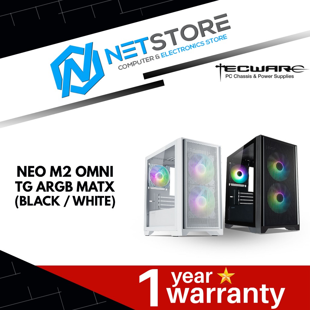 Tecware Neo M2 Omni TG ARGB MATX Case - White | Black | Shopee Malaysia