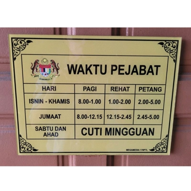 CUSTOM MADE - PAPAN TANDA WAKTU PEJABAT ACRYLIC UNTUK PINTU / CERMIN ...