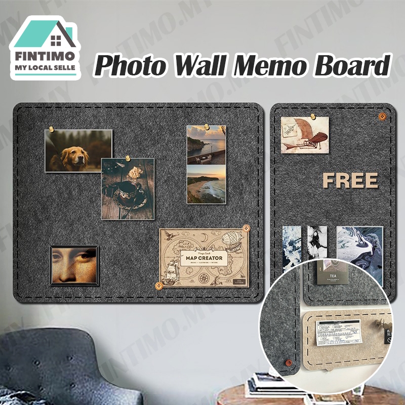 【MY】Felt Memo Board Photo Wall Notice Board Message Note Tiles Notis ...