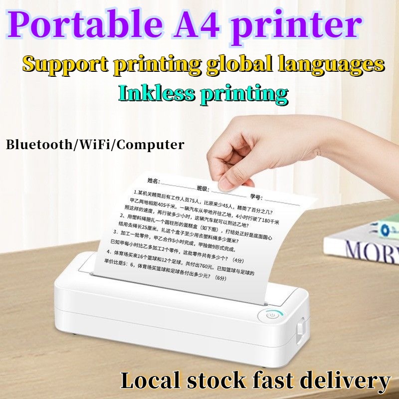 In-stock A4 Printer Bluetooth Connection Inkless Printer Portable Mini ...