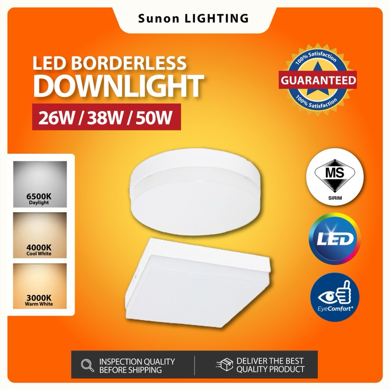🔥SIRIM Approved🔥LED Borderless Surface Downlight 26W 38W 50W Round ...