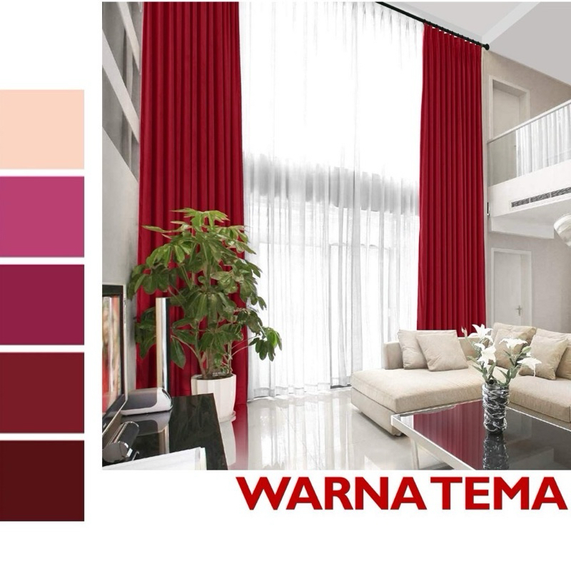 Kain Langsir Bidang Besar Tema Merah | Shopee Malaysia