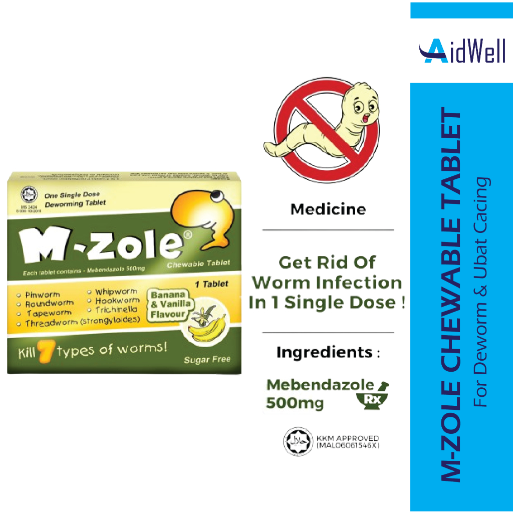 M-Zole Deworming (Vanilla & Banana Flavour) for Deworming / Ubat Cacing ...