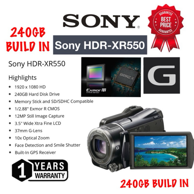 (LEGEND HANDYCAM)SONY HDR-XR550 HANDYCAM 240GB HARD DISK BUILD IN EXMOR ...