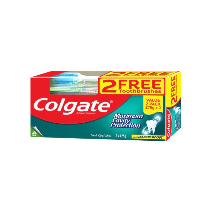 Colgate Maximum Cavity Protection Fresh Cool Mint (175g x 2s) Free 2 ...