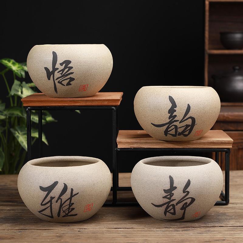 BMC Bonsai Pot Minimalist Ceramic Succulent jing Coarse Clay Simple Pot ...