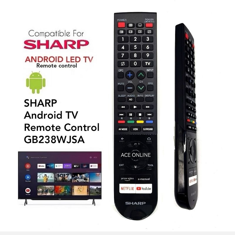 SHARP LED Android TV /Smart TV Remote Control GB238WJSA Compatible With ...