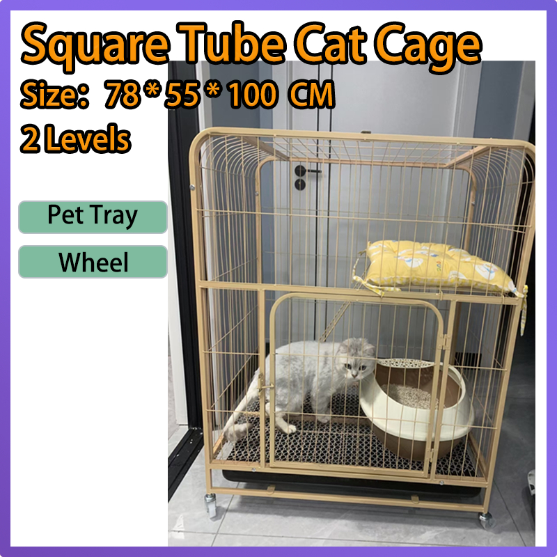 78*55*100 2 Levels Square Tube Cat Cage 2层猫笼猫别墅 Kandang haiwan 2 ...