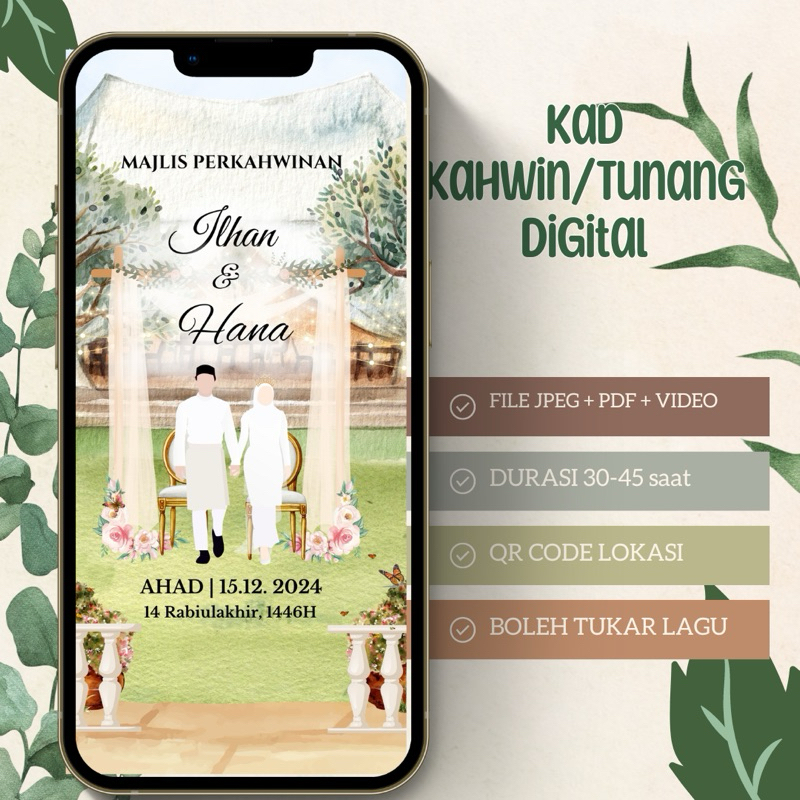 KAD KAHWIN DIGITAL | DIGITAL WEDDING CARD | KAD TUNANG | JEMPUTAN KAHWIN DIGITAL | GARDEN ...