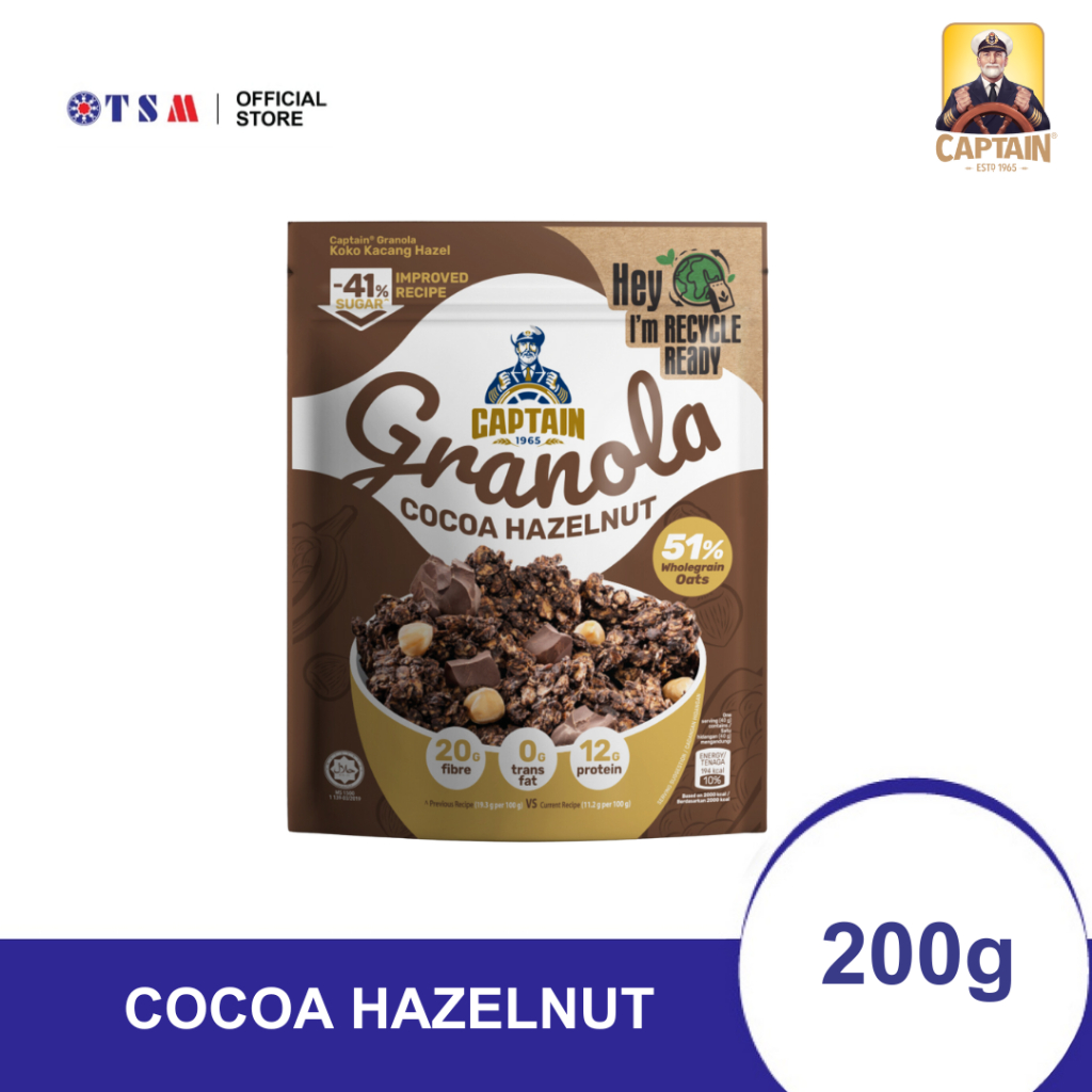 CAPTAIN OATS GRANOLA – COCOA HAZELNUT 200G | Shopee Malaysia