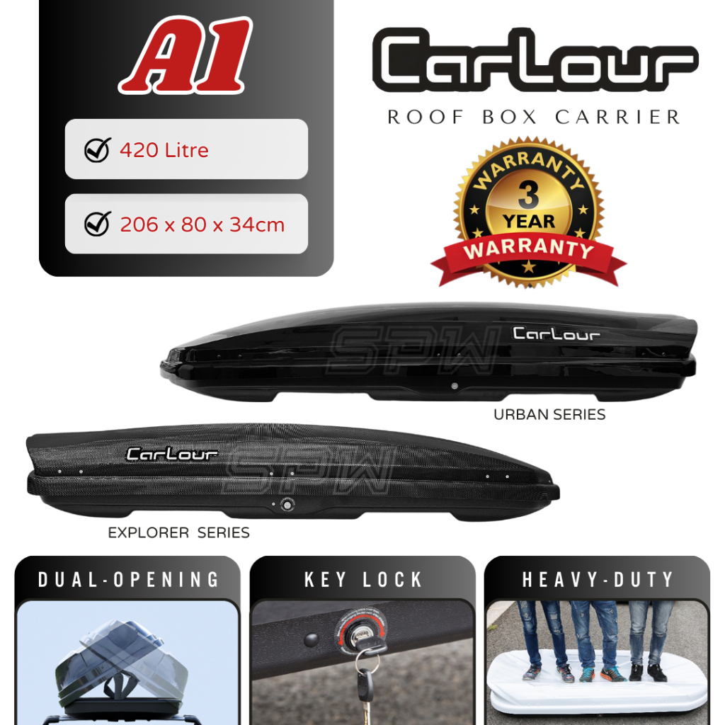 CARLOUR (A1) Roof Box 420L Slim Design Roofbox Roof Luggage Carrier 420 ...