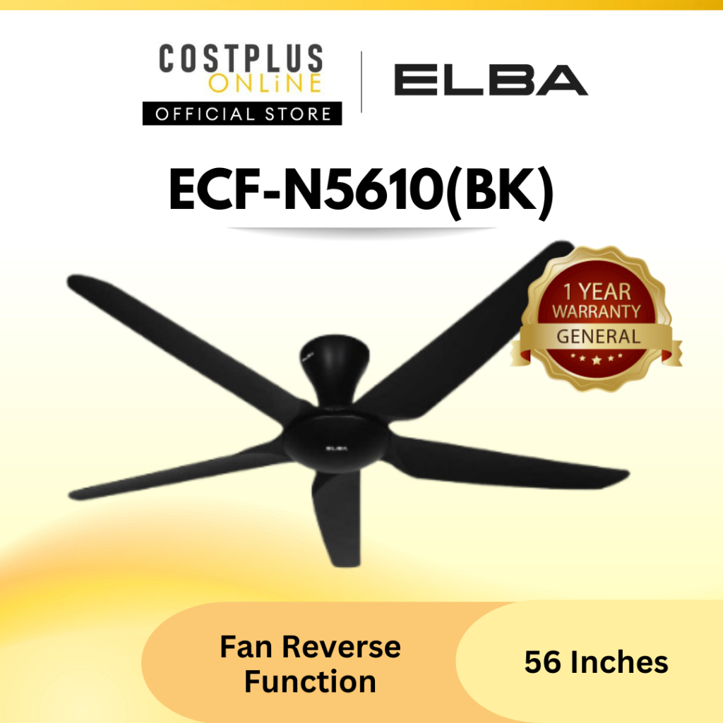 ELBA ECF-N5610(BK) 56" - 5 ABS Blades - DC Motor - Remote Controller ...