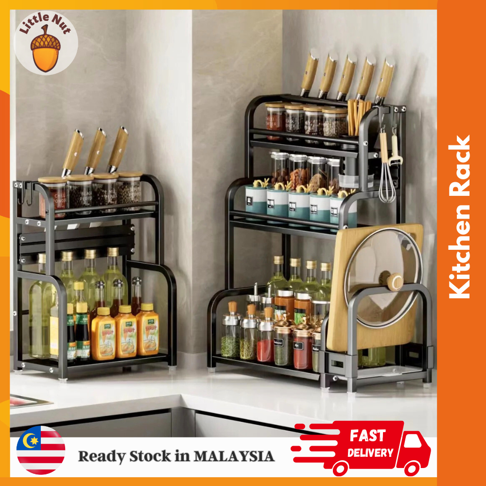 Kitchen Rack Rak Rempah Spice Rack Stainless Steel Seasoning Storage ...