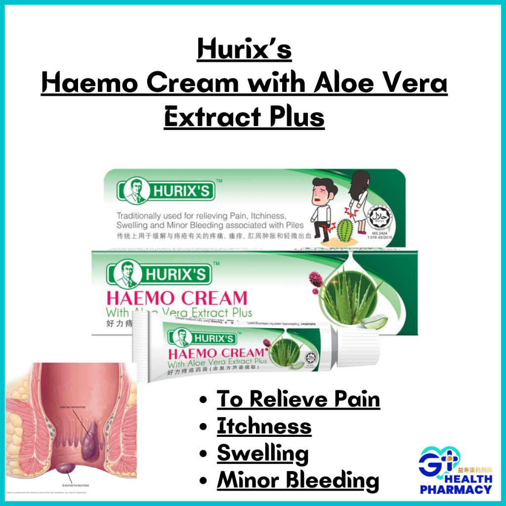 Hurix’s Haemo Cream with Aloe Vera Extract Plus | Haemorrhoids/Buasir ...