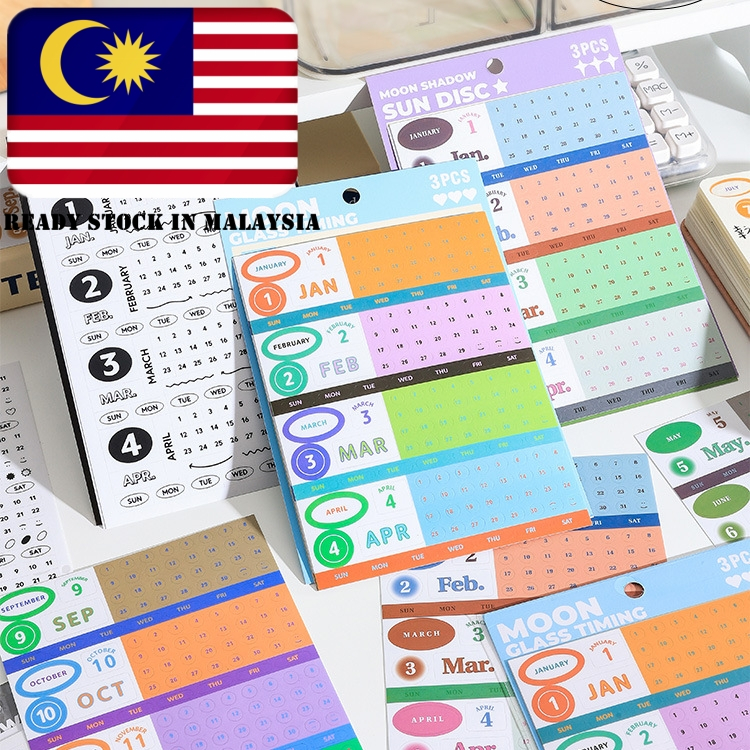 Creative Perpetual Calendar Waterproof Deco Stickers Daily Date Week ...