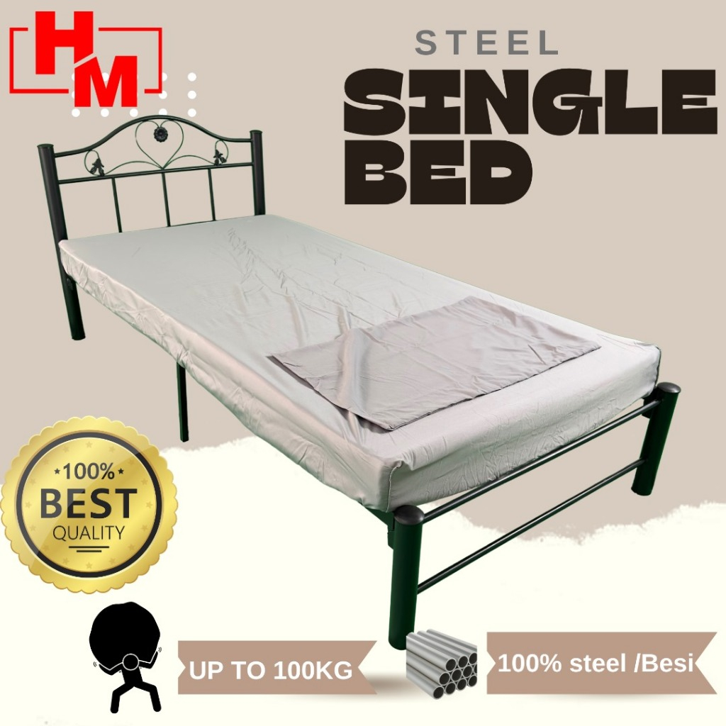 【🔥Clearance】HM Home 210cm Single Bed Frame/Metal Bed/Bedroom Furniture ...