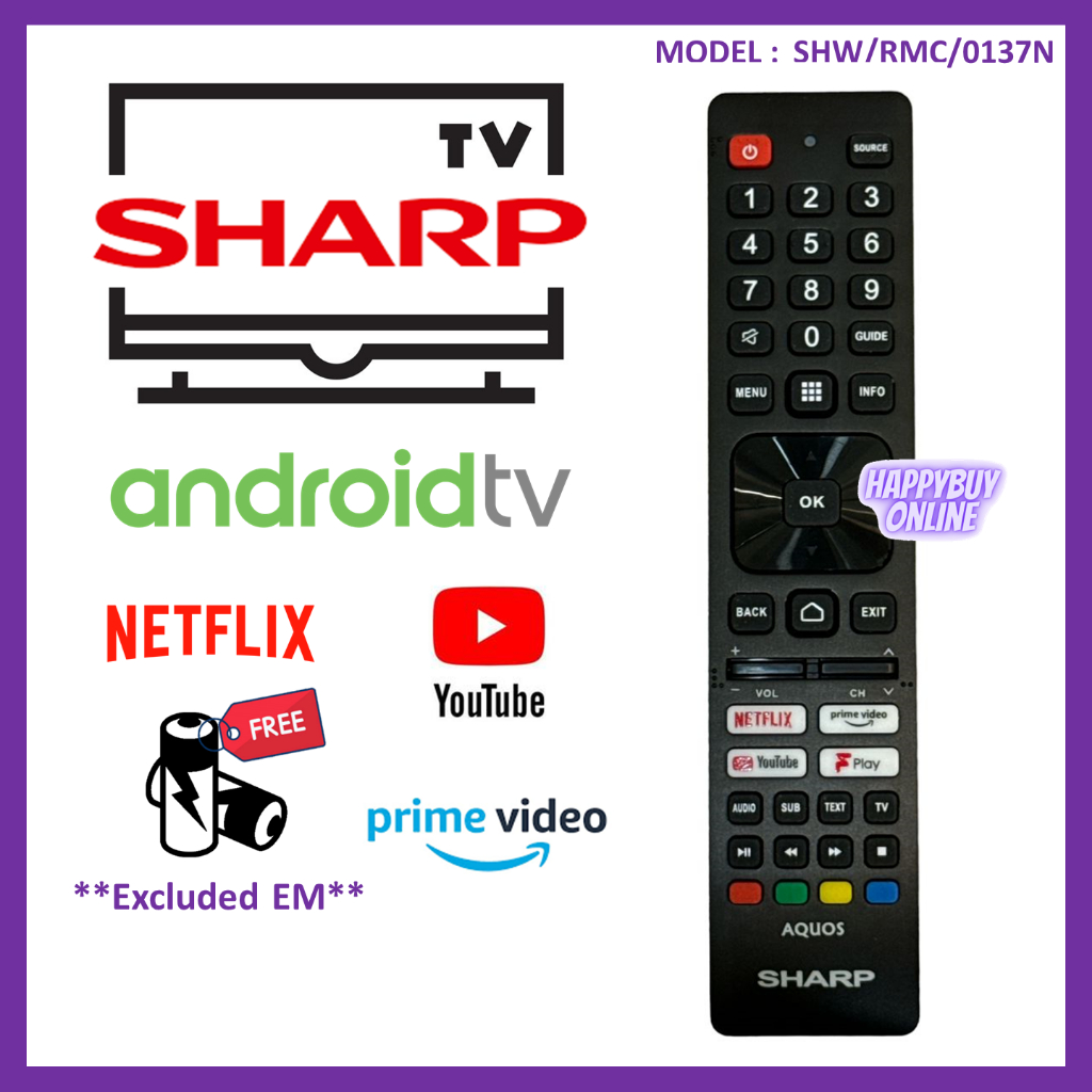 Compatible for Sharp 4K UHD Android Smart TV Remote Control SHW/RMC ...