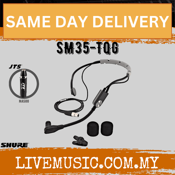 Shure SM35-TQG Performance Headset Condenser Microphone JTS MA500 Phantom Power Adapter (SM35TQG ...