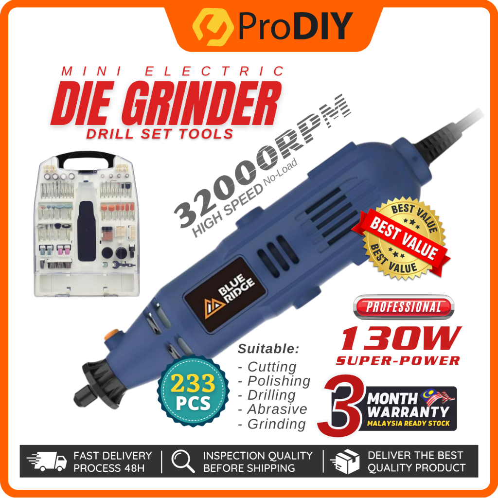 233Pcs Mini Electric Die Grinder Drill Set Tool Variable Rotary Speed ...